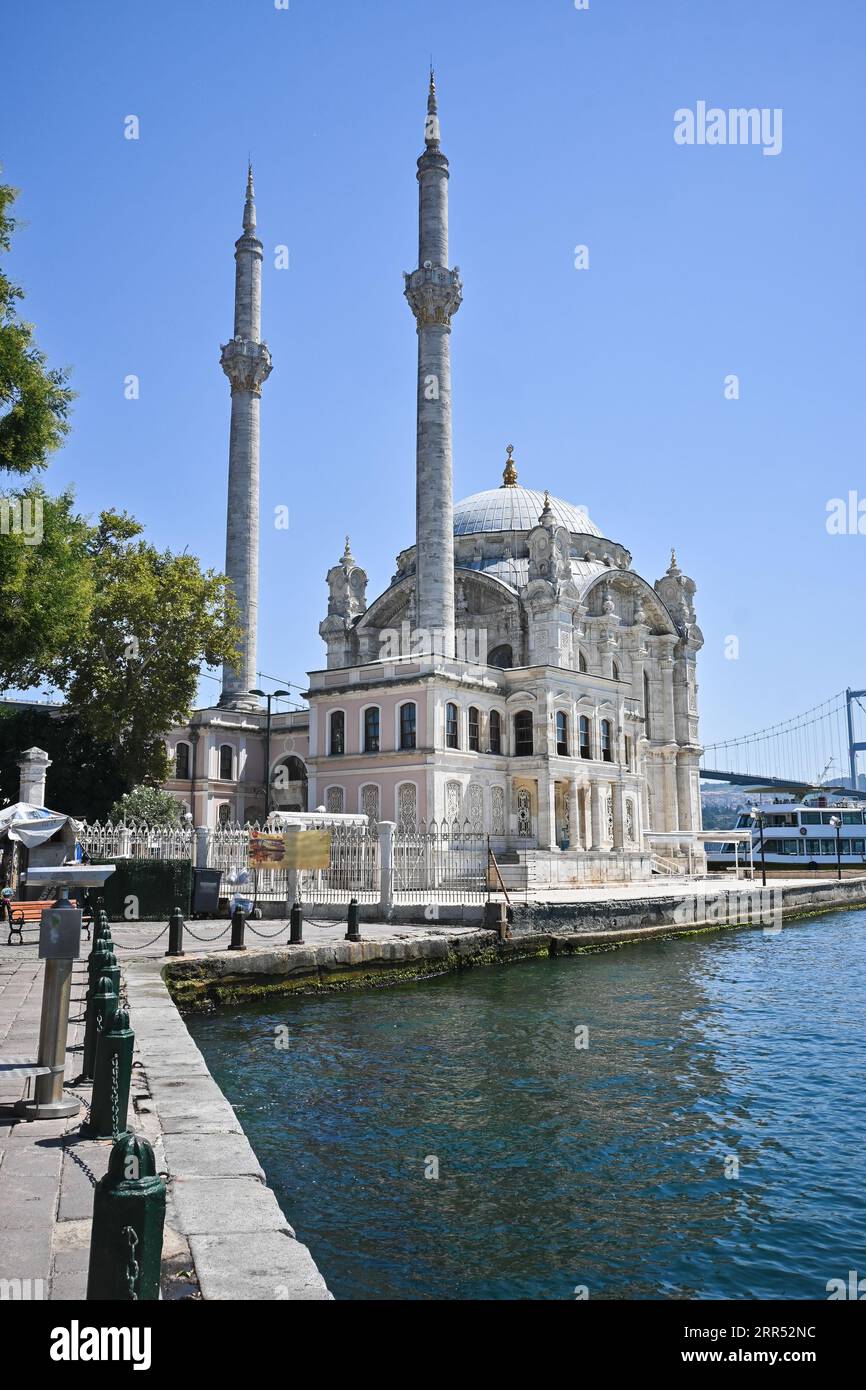 Ortakoy Mosque in Istanbul. A beautiful mosque located near the bridge ...