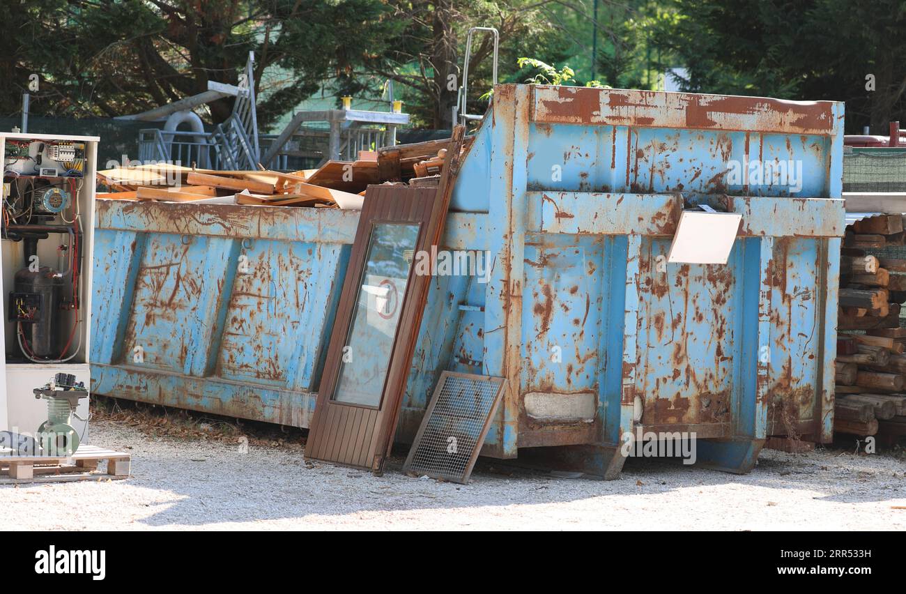 large container for the collection of material to be recycled in the ...