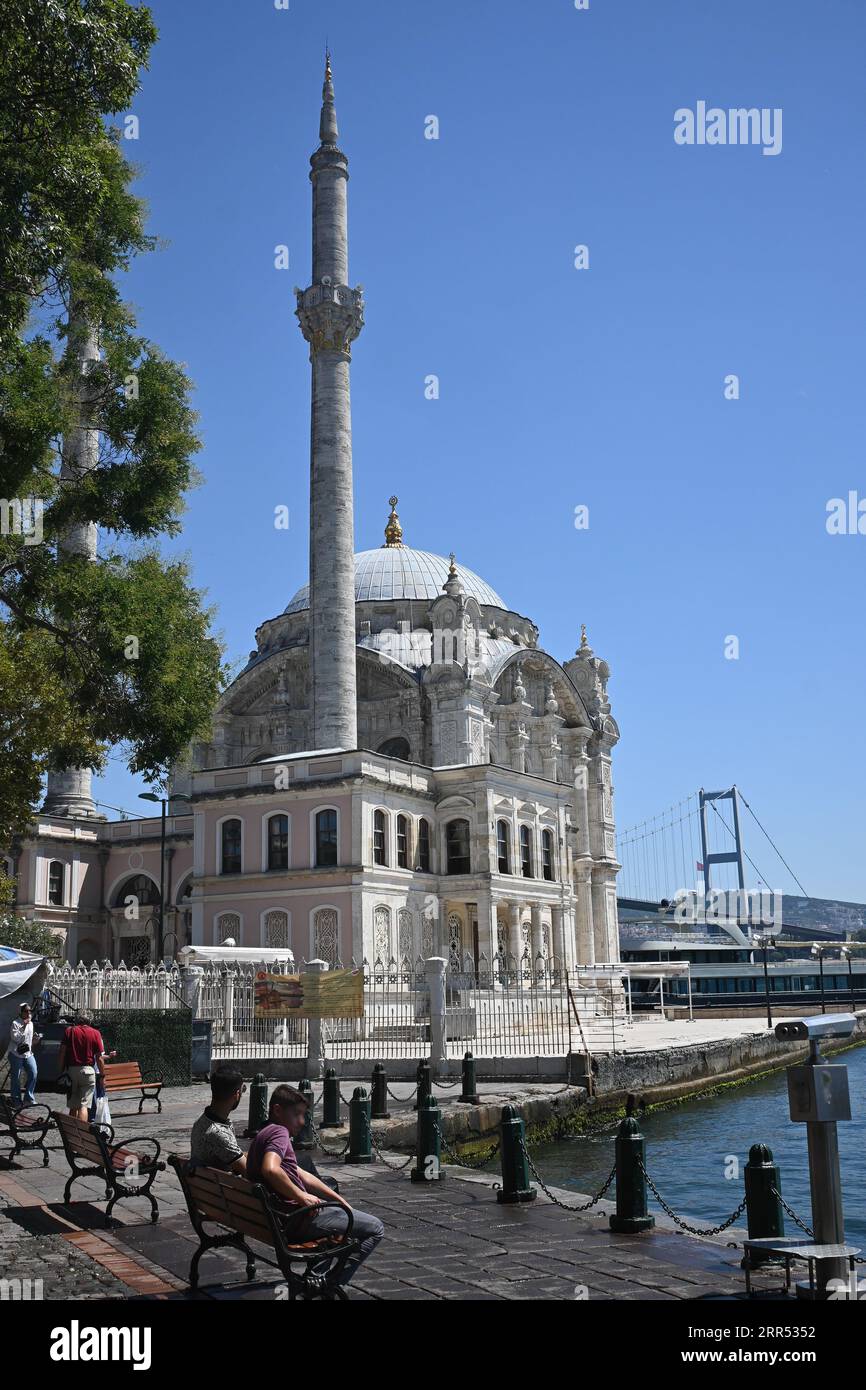 Ortakoy Mosque in Istanbul. A beautiful mosque located near the bridge ...