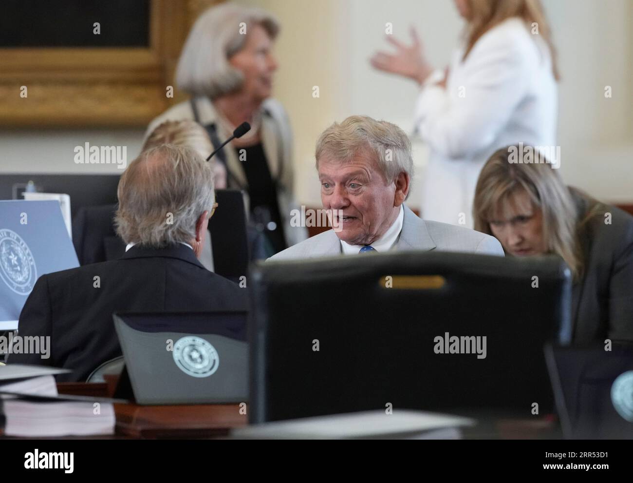 Austin, TX, USA. 6th Sep, 2023. Attorney Rusty Hardin speaks with ...