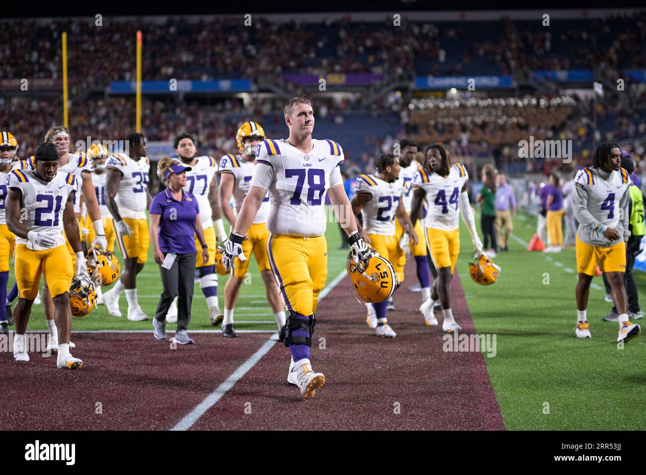 LSU offensive lineman Mason Lunsford (78) leaves the field after an ...