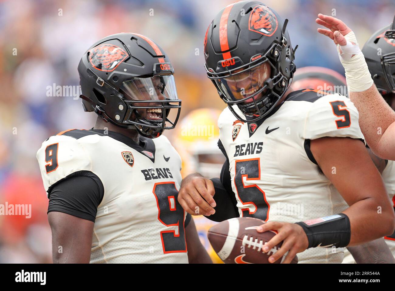 Oregon State quarterback DJ Uiagalelei (5) celebrates his 1st quarter ...