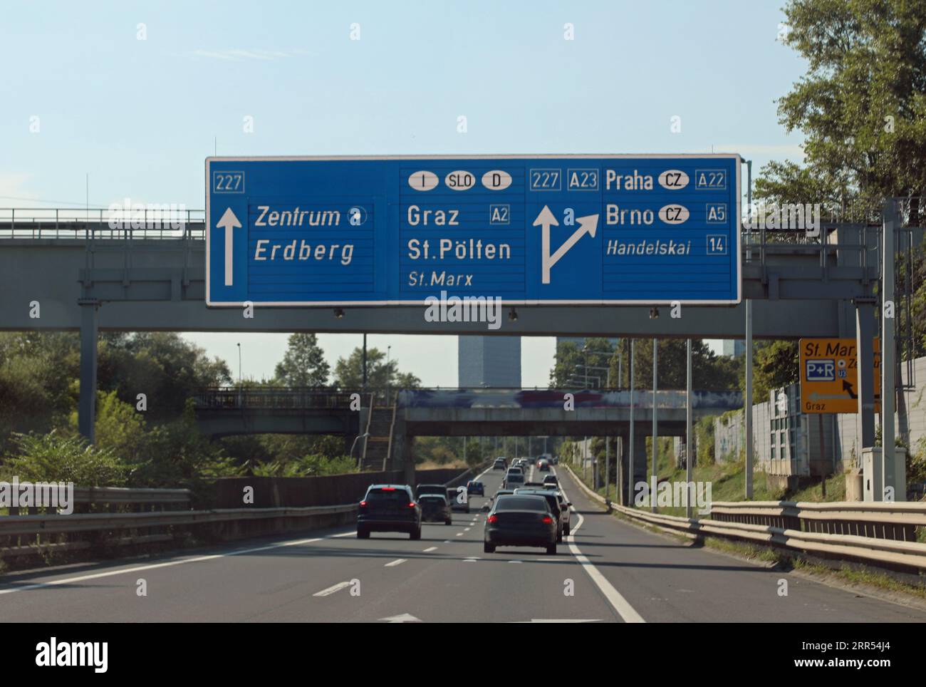 Highway signs in Austria to reach the border and various European place ...