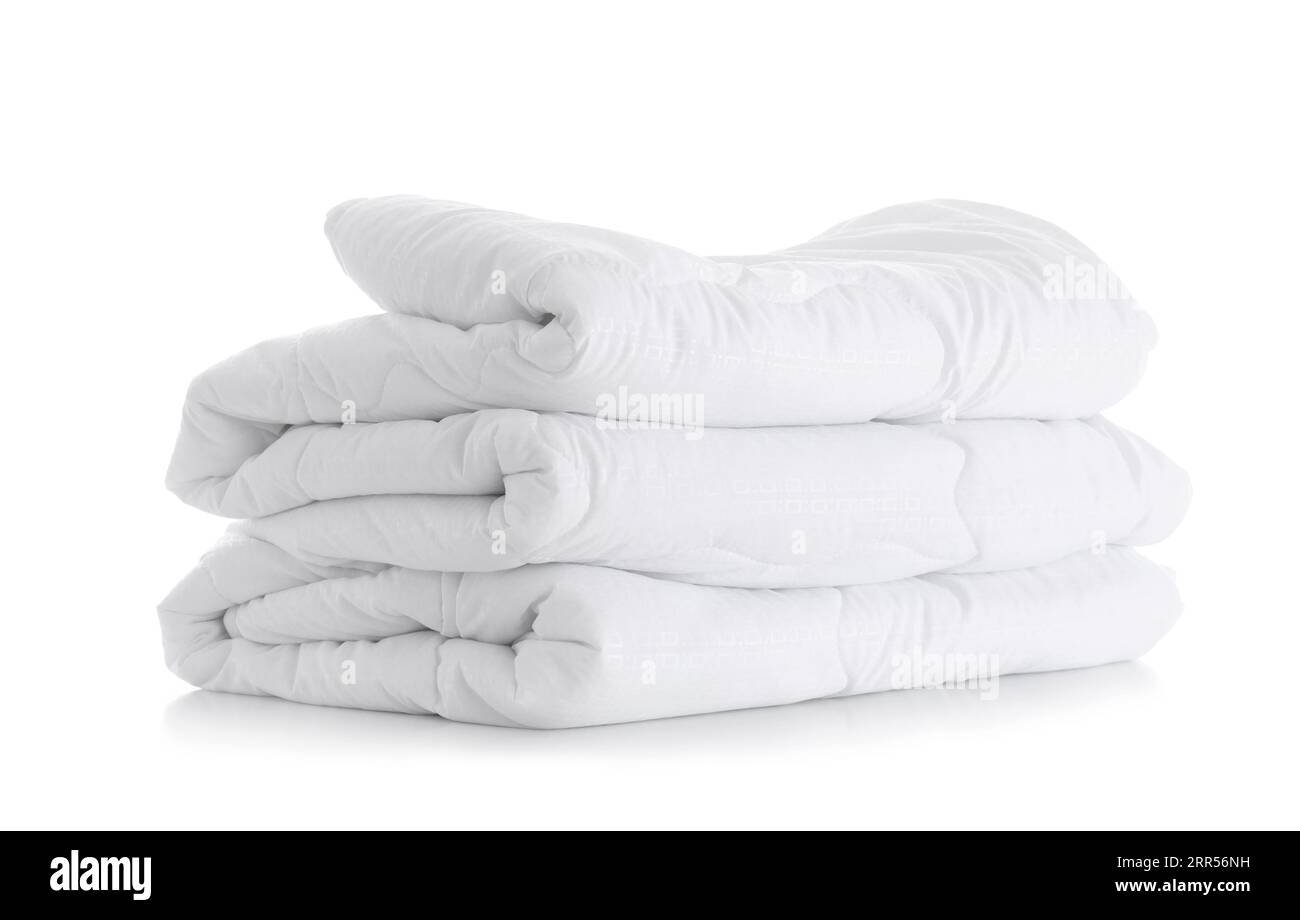 Folded blanket isolated on white background Stock Photo - Alamy