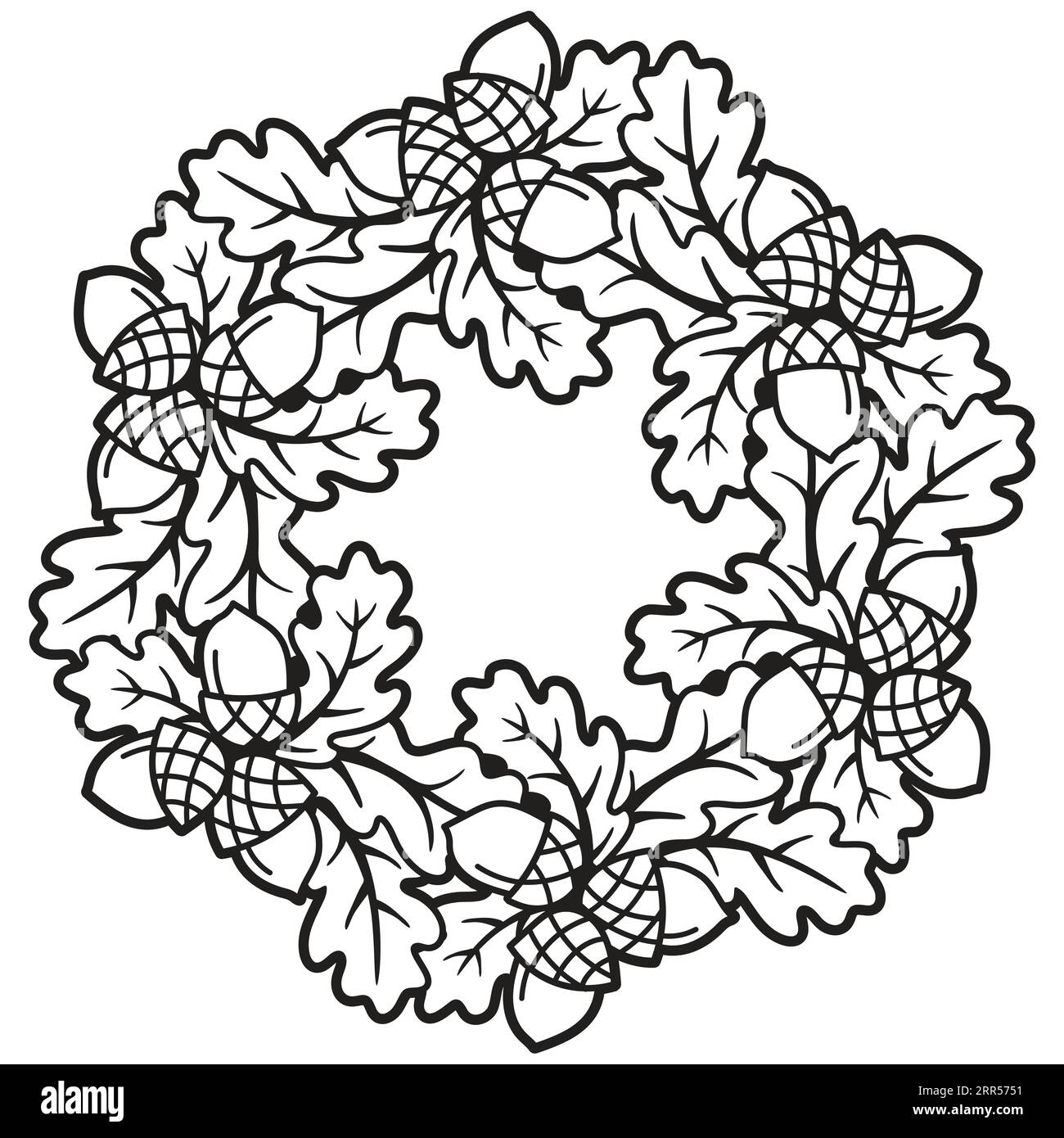 Acorns branch leaves white Stock Vector Images - Alamy