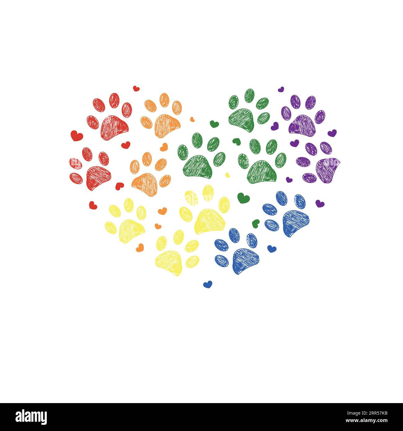 Rainbow colored paw prints with hearts Stock Vector Image & Art - Alamy
