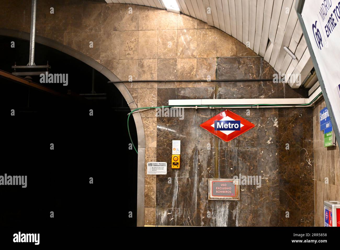 Madrid Metro sign in the Santiago Bernabeu metro station. Chamartín ...
