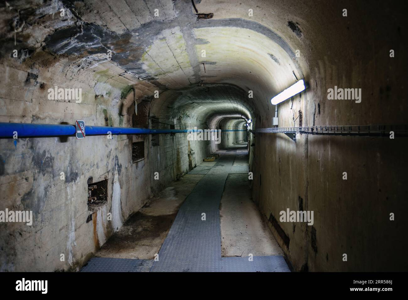 Communication tunnel at underground bunker or subway, etc Stock Photo ...