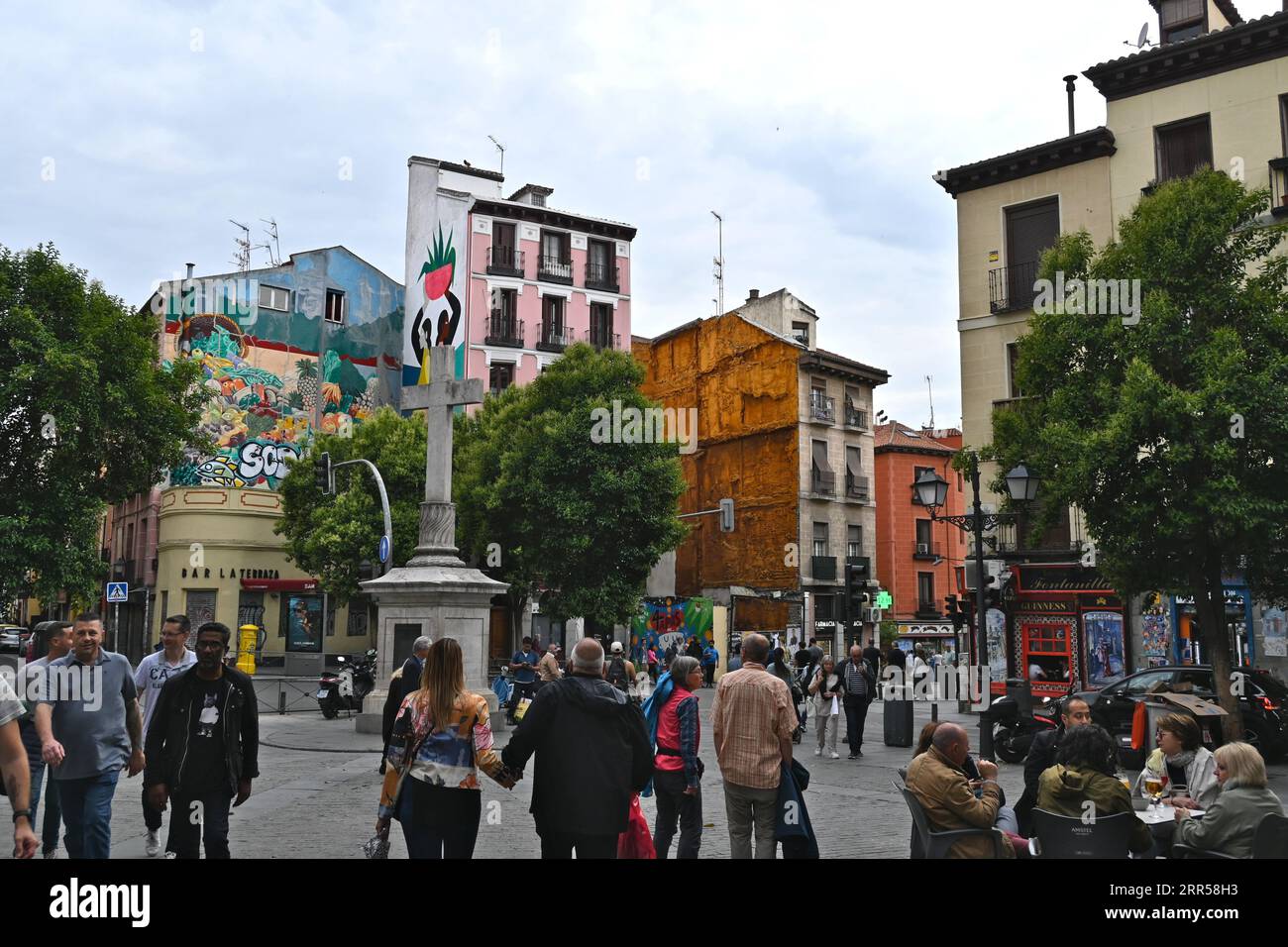 The Plaza De Puerta Cerrada, Cruz de Puerta Cerrada can be seen in the ...