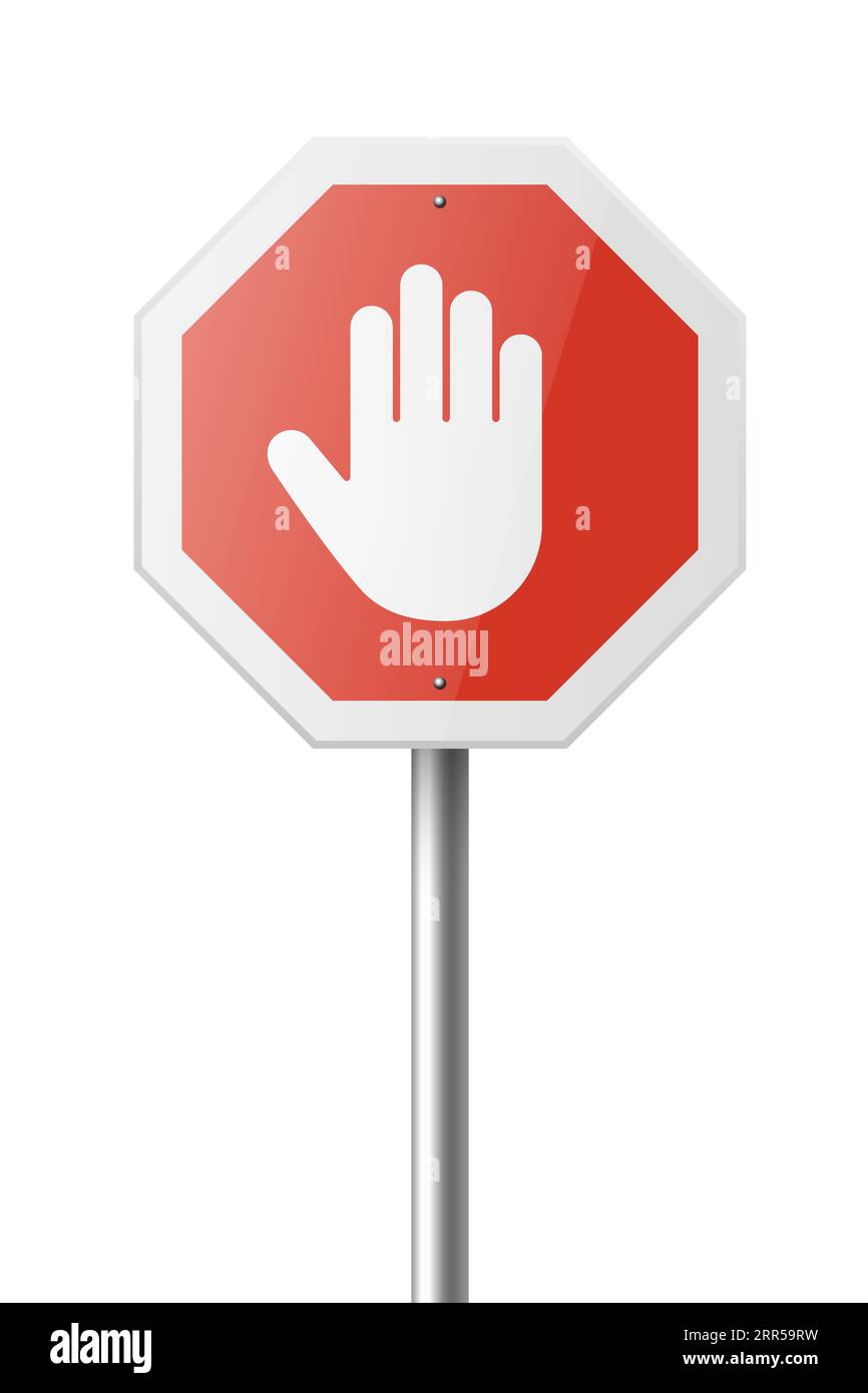 Vector Red and White Round Prohibition Sign Icon. Stop Traffic Sign ...
