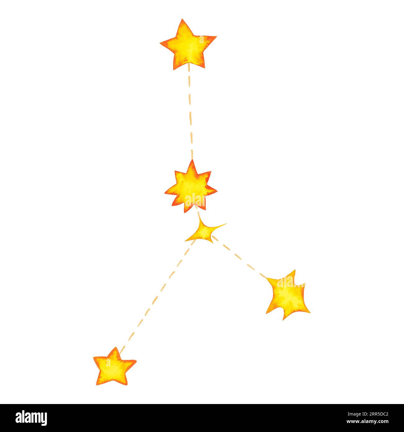 Cancer constellation. Watercolour Zodiac Sign. Yellow stars. Hand drawn ...