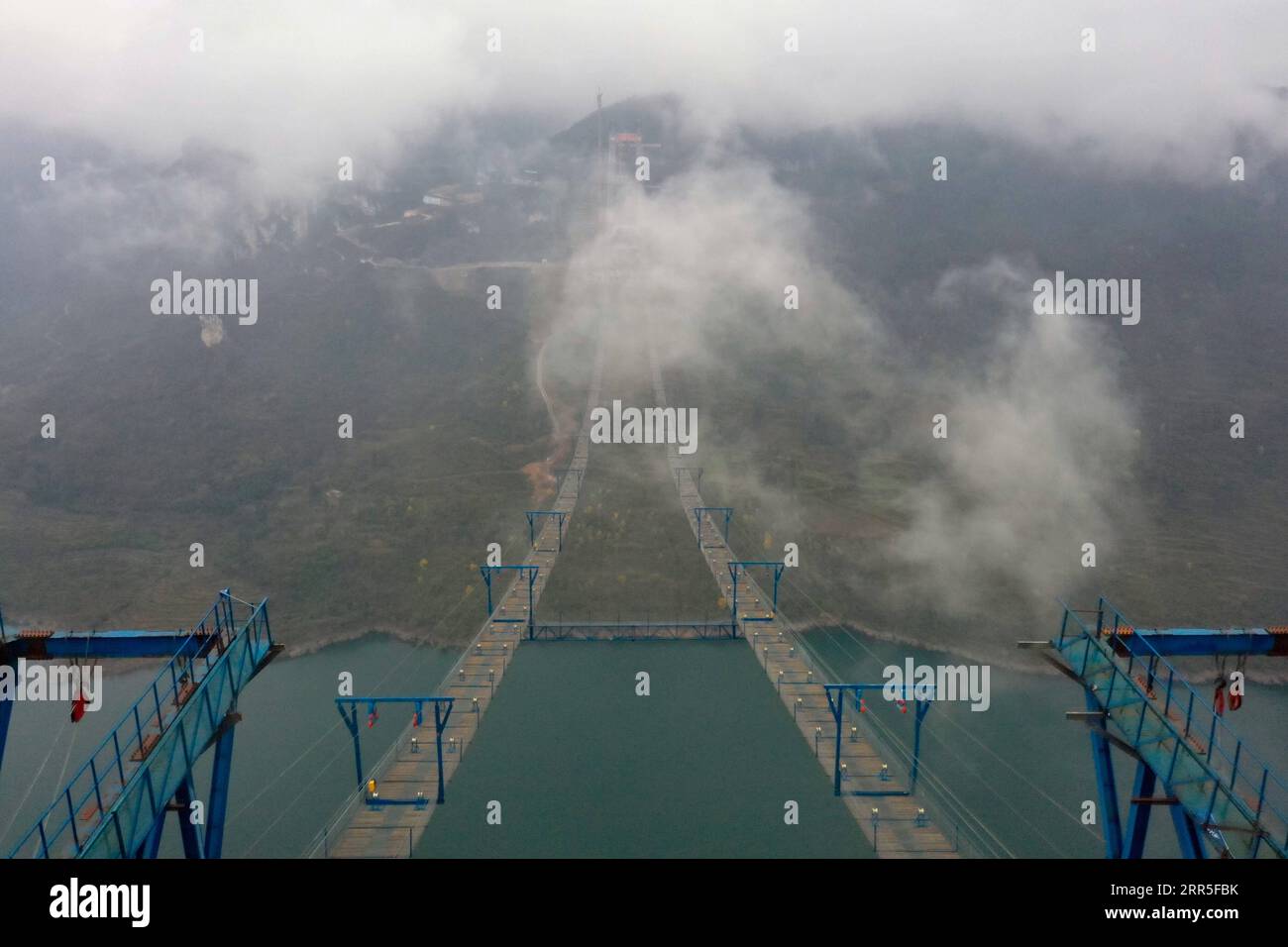 210105 -- WENG AN, Jan. 5, 2021 -- Aerial photo taken on Jan. 5, 2021 ...