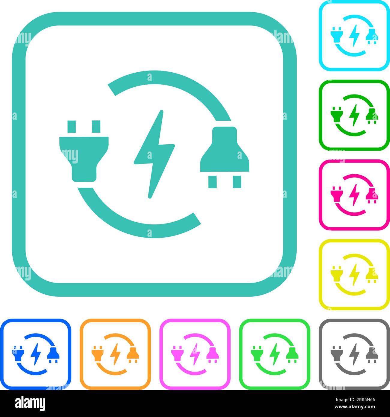 Electrical circuit with plug and cord vivid colored flat icons in ...