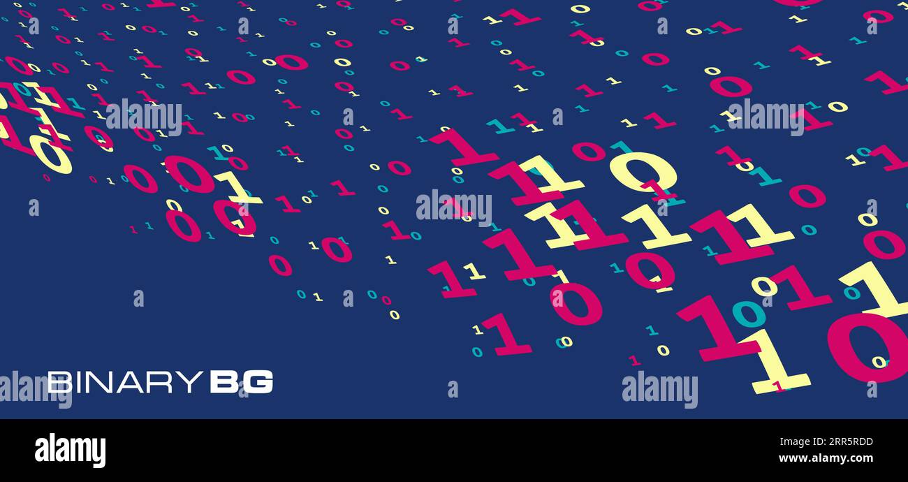 Abstract binary background. Scatter ones and zeros on a blue. Vector ...