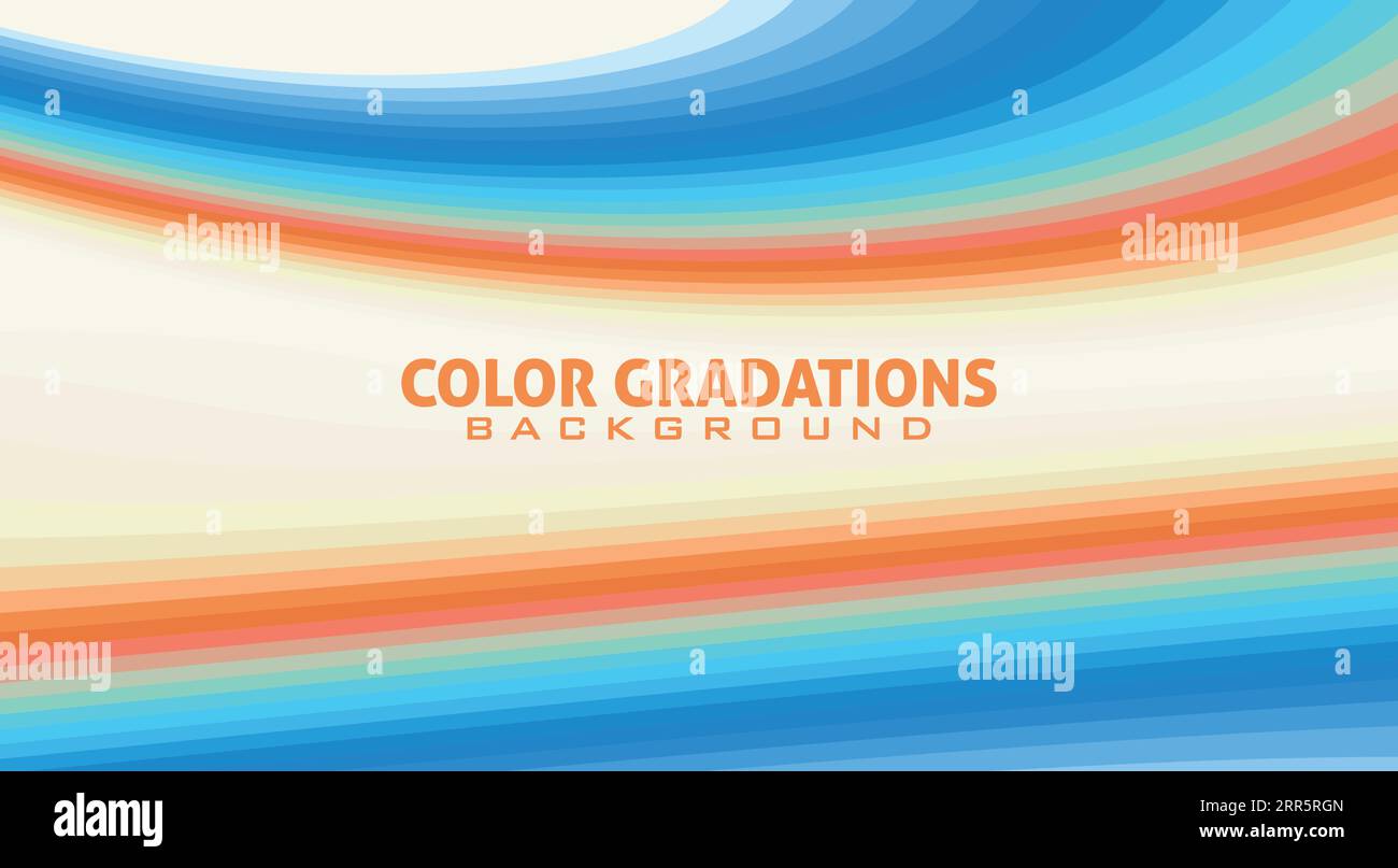 Abstract color gradations with faded orange and picton blue curved ...