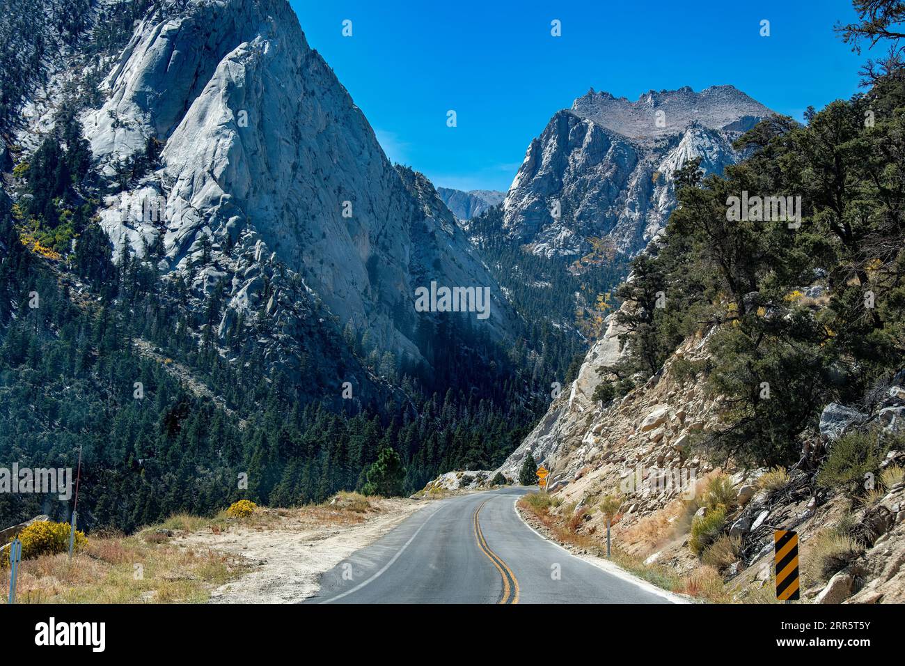 Highway approach to Mt. Whitney in Inyo National Forest near Lone Pine ...