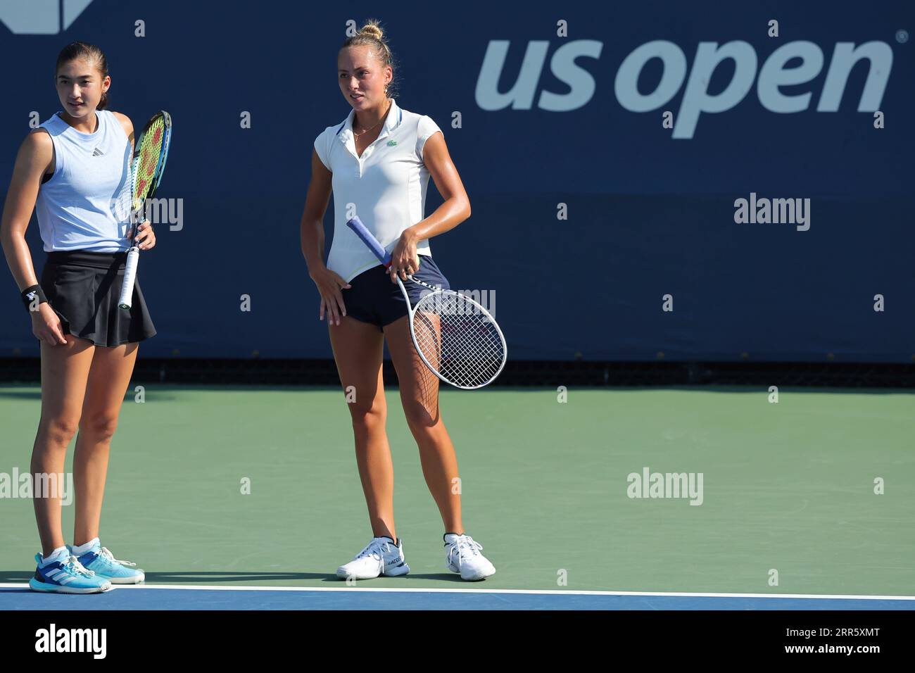 Alanis Hamilton and Tatum Evans in action during a junior girls ...