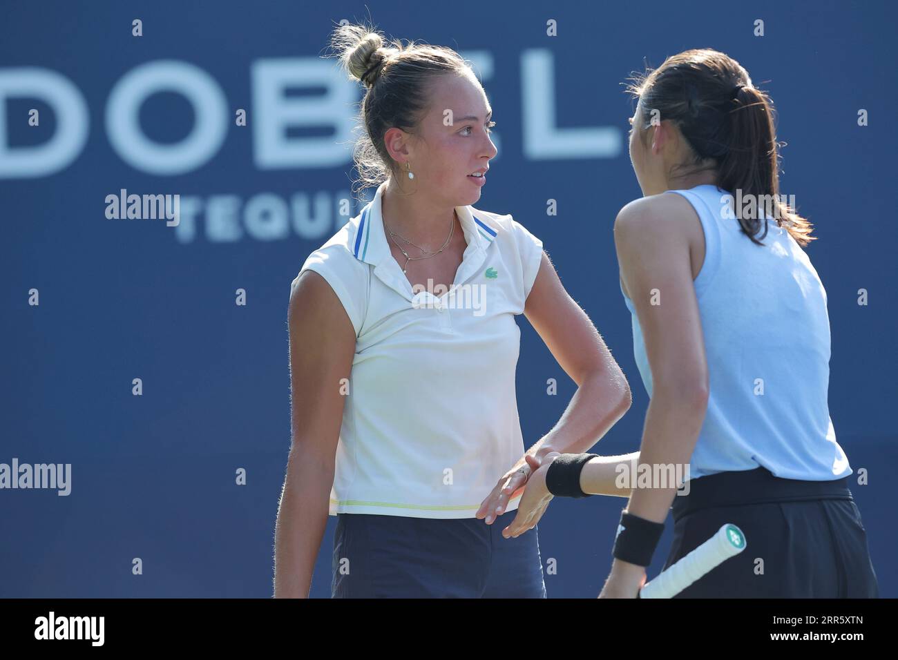 Alanis Hamilton and Tatum Evans in action during a junior girls ...