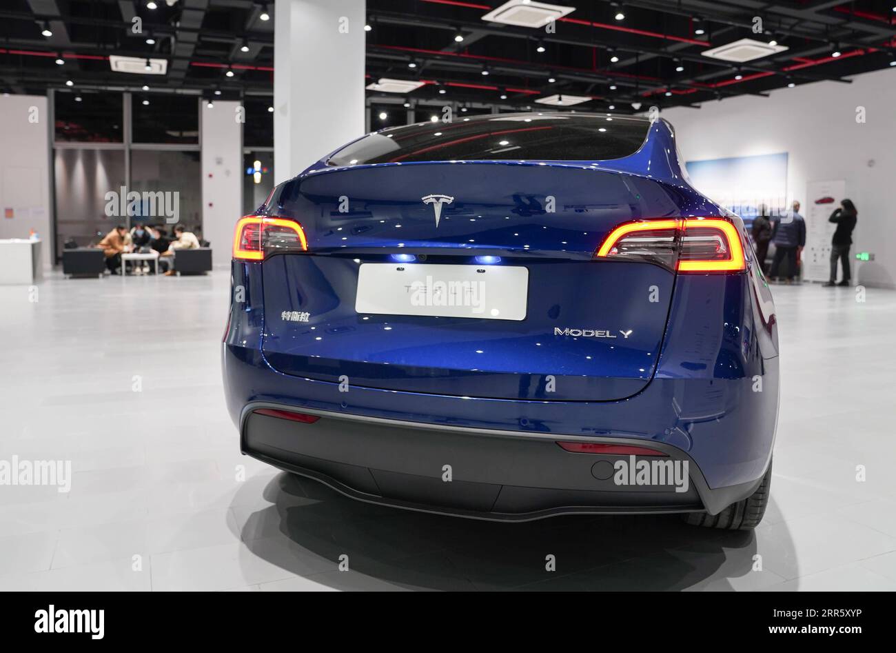 210118 -- SHANGHAI, Jan. 18, 2021 -- A Tesla Model Y vehicle is ...