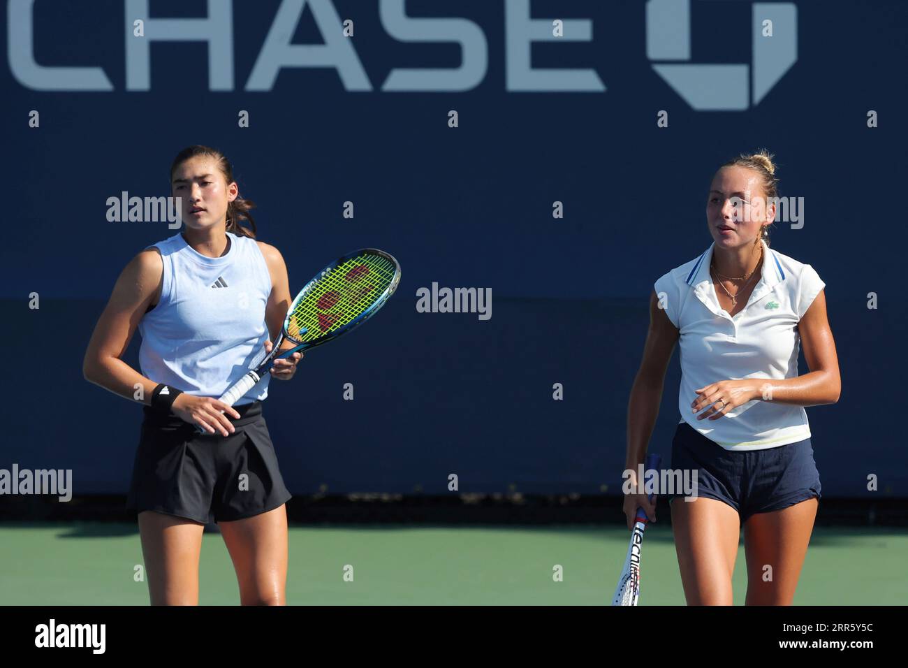 Alanis Hamilton and Tatum Evans in action during a junior girls ...