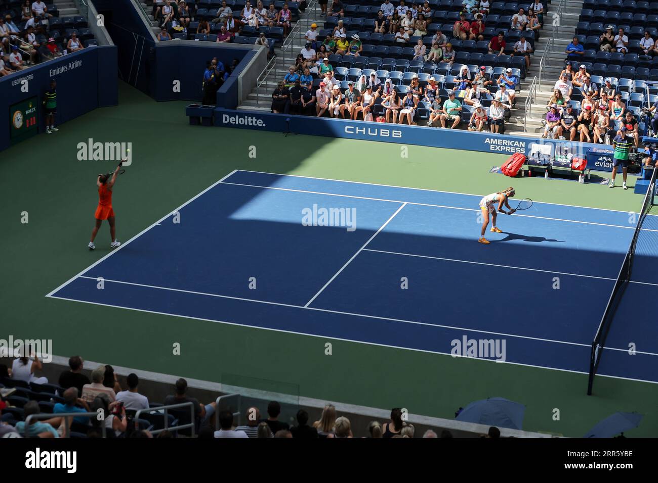 Victoria Azarenka and Beatriz Haddad Maia in action during a women's ...
