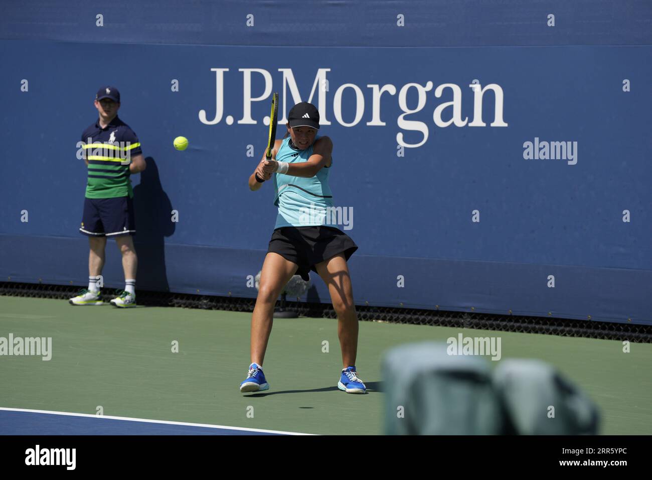 Ena Koike during a junior girls' singles match at the 2023 US Open ...