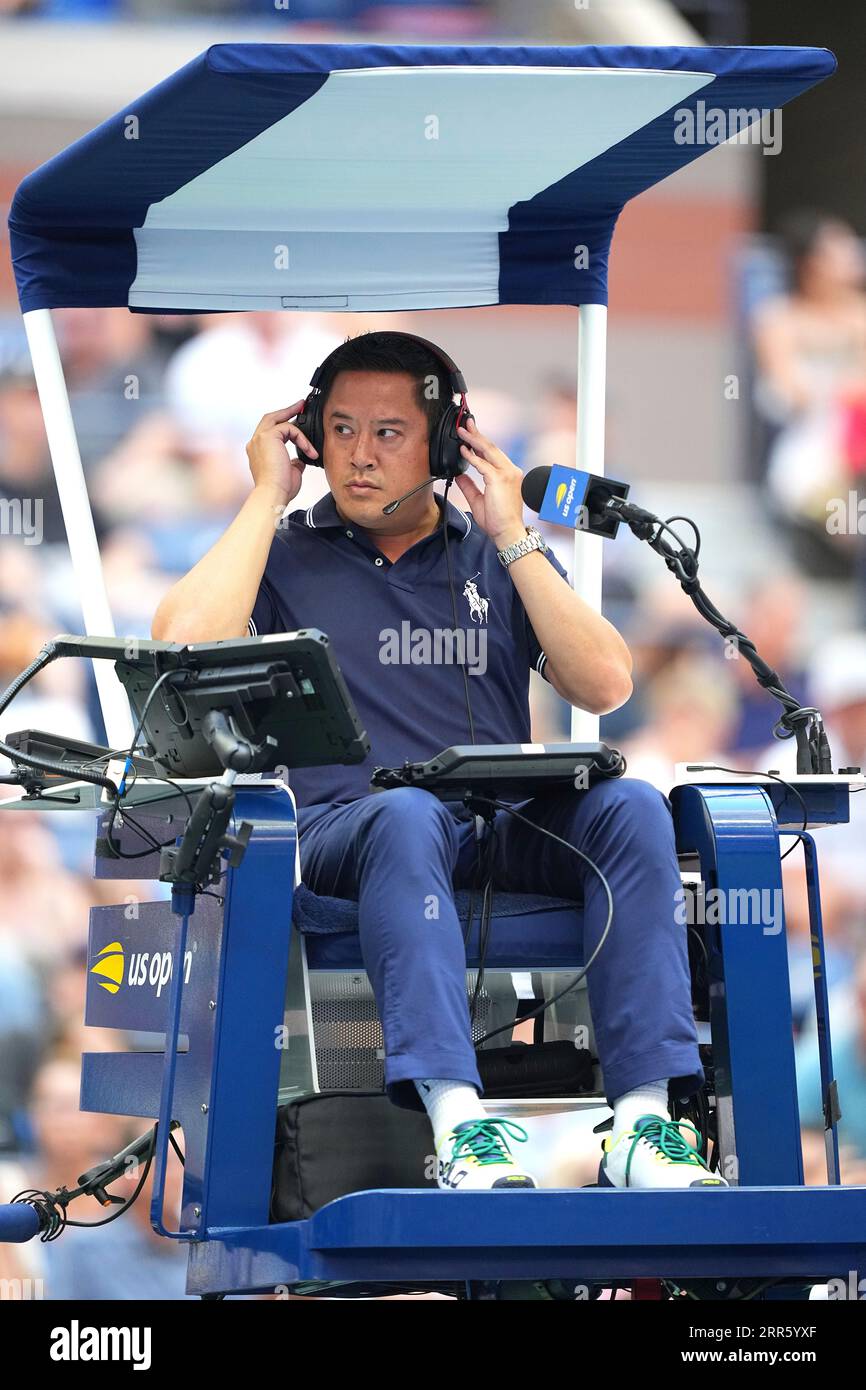US Open Chair Umpire during a men's singles quarterfinal match at the ...