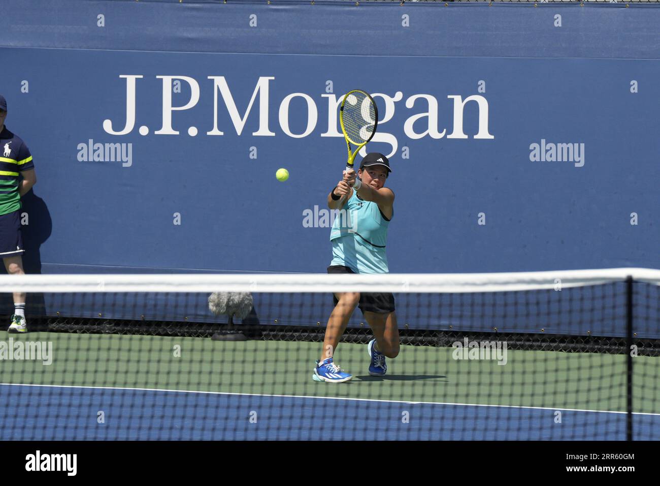 Ena Koike during a junior girls' singles match at the 2023 US Open ...