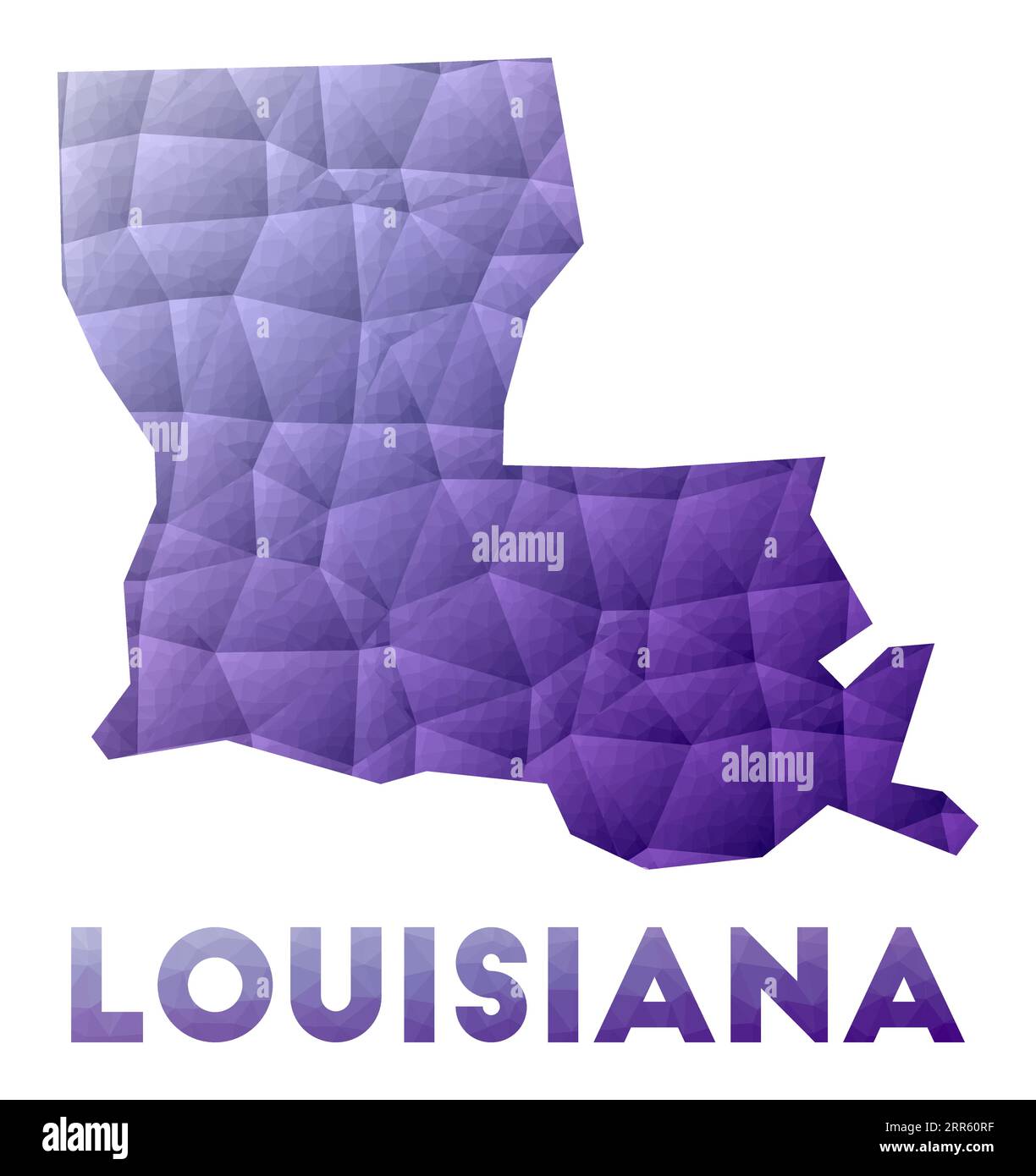 Map of Louisiana. Low poly illustration of the US state. Purple ...
