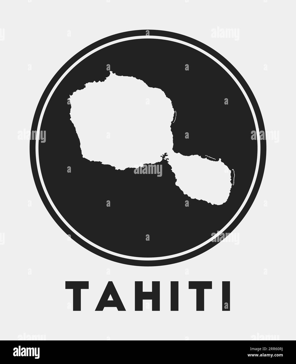 Tahiti icon. Round logo with island map and title. Stylish Tahiti badge ...