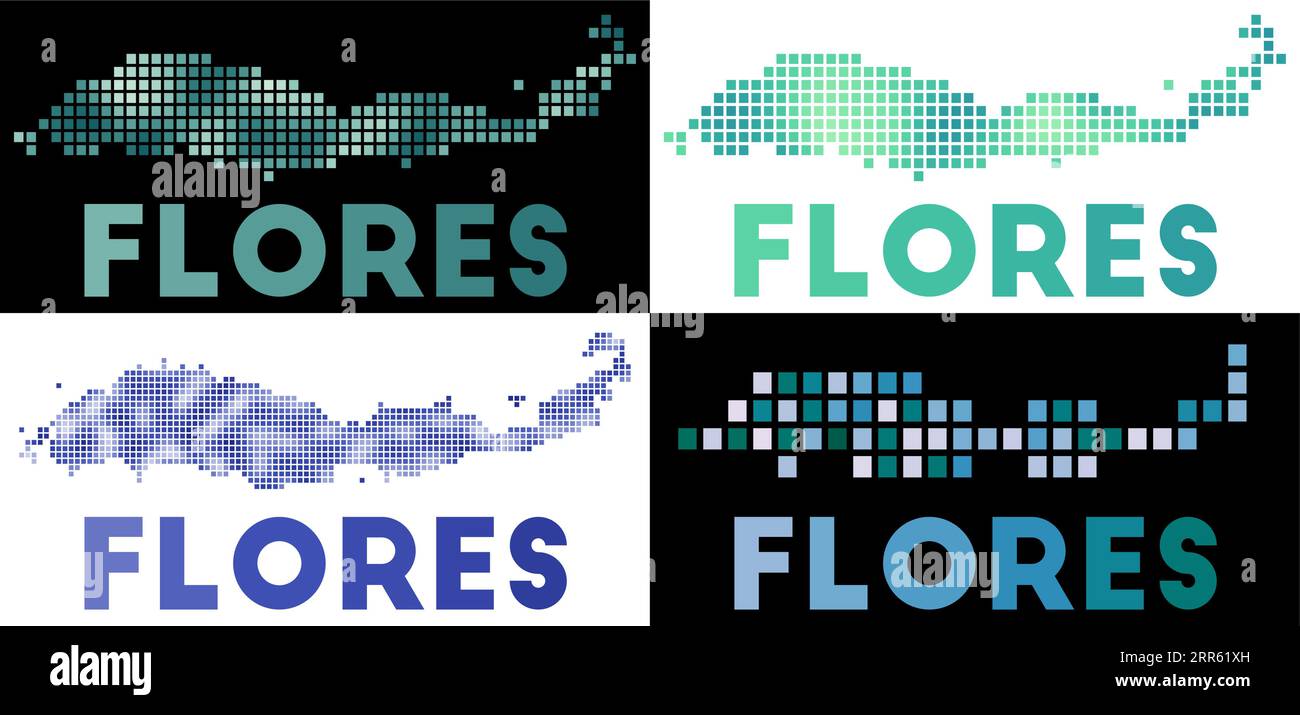 Flores map. Collection of maps of Flores in dotted style. Borders of ...