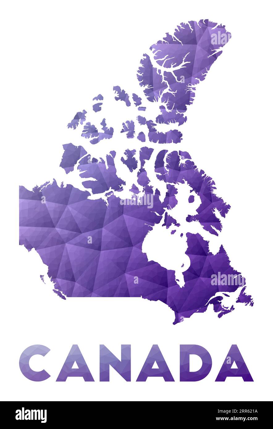 Map of Canada. Low poly illustration of the country. Purple geometric design. Polygonal vector ...