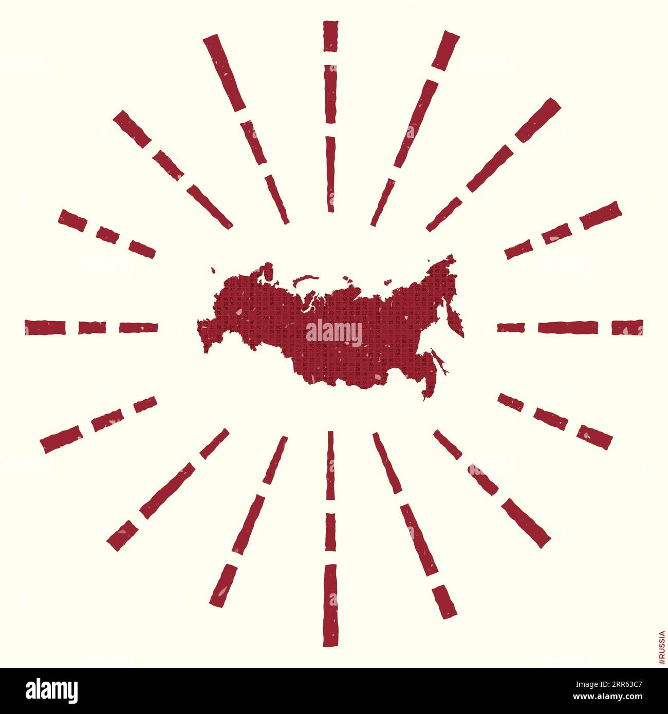 Russia Logo. Grunge sunburst poster with map of the country. Shape of ...