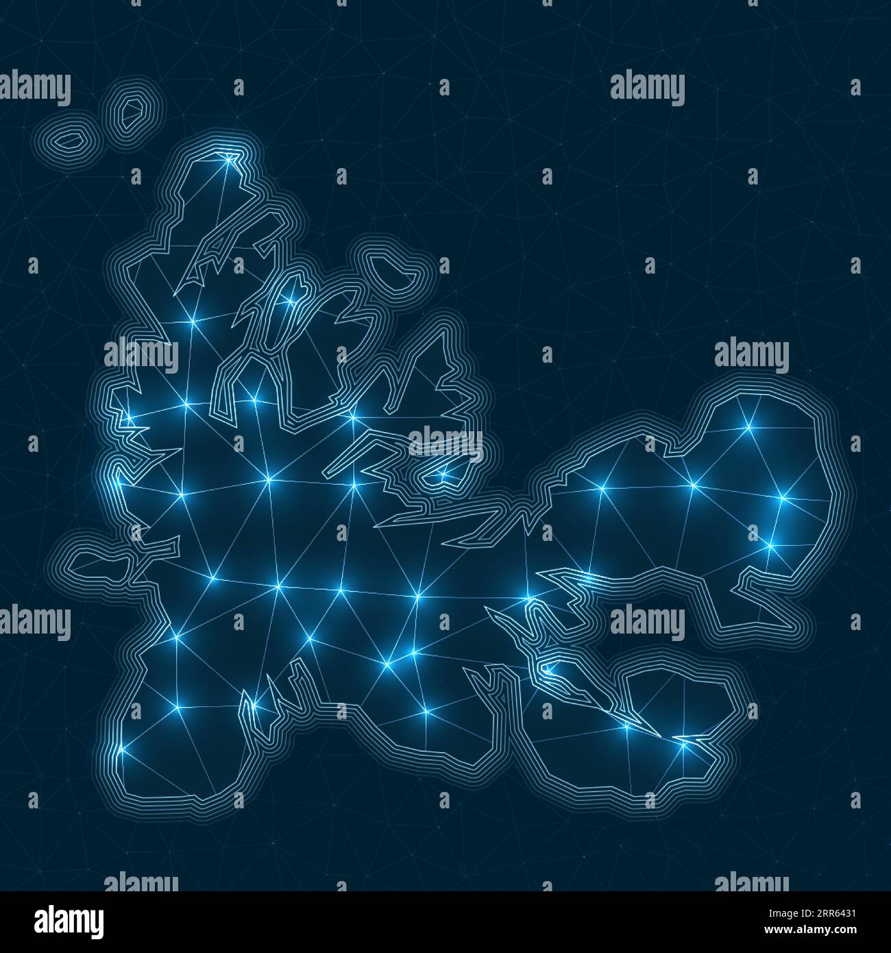 TAAF network map. Abstract geometric map of the country. Digital connections and ...