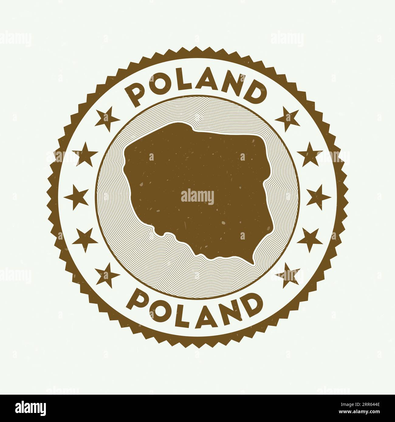 Poland emblem. Country round stamp with the shape of Poland, isolines ...