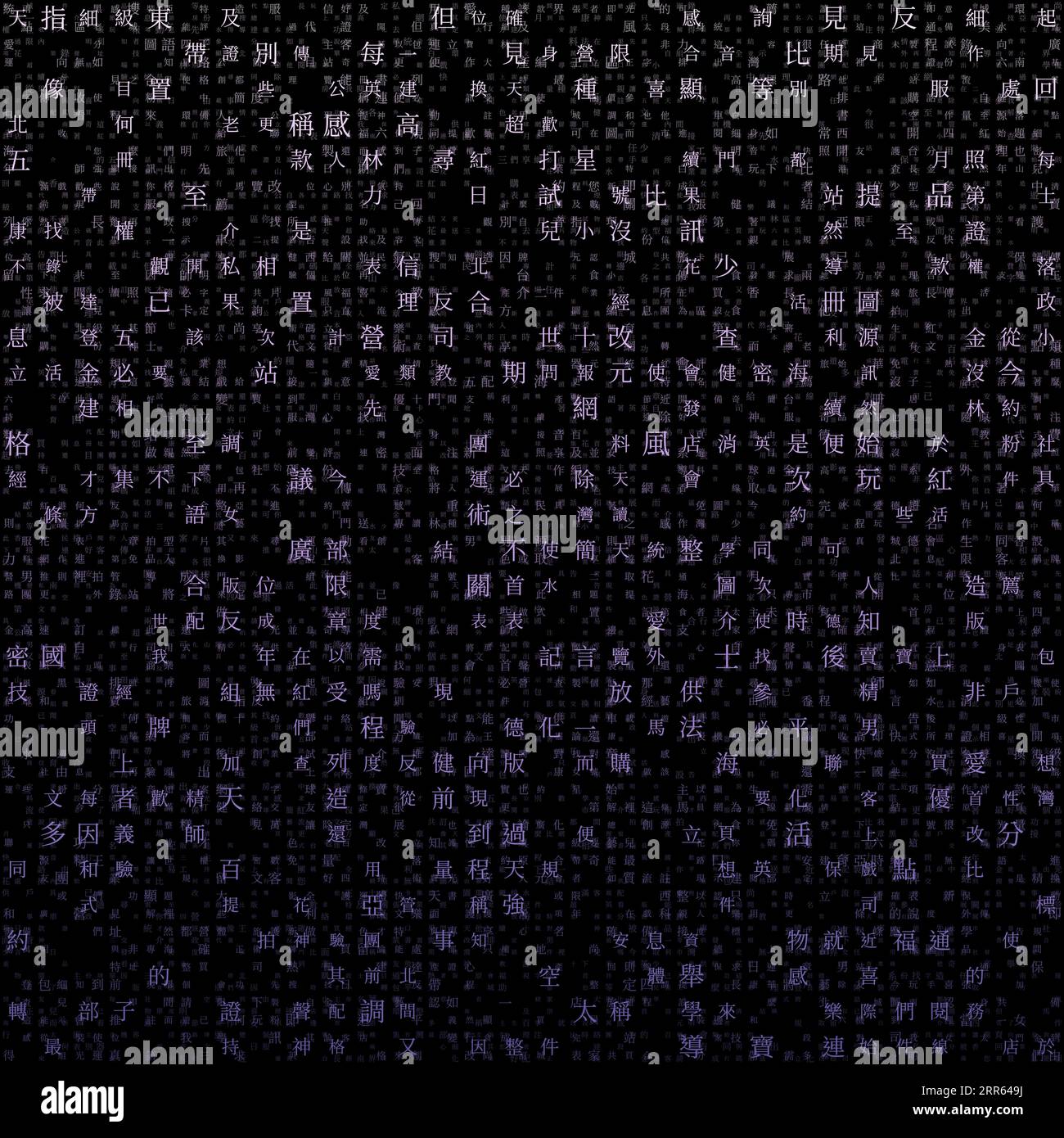 Futuristic tech background. Random letters of Chinese Traditional ...