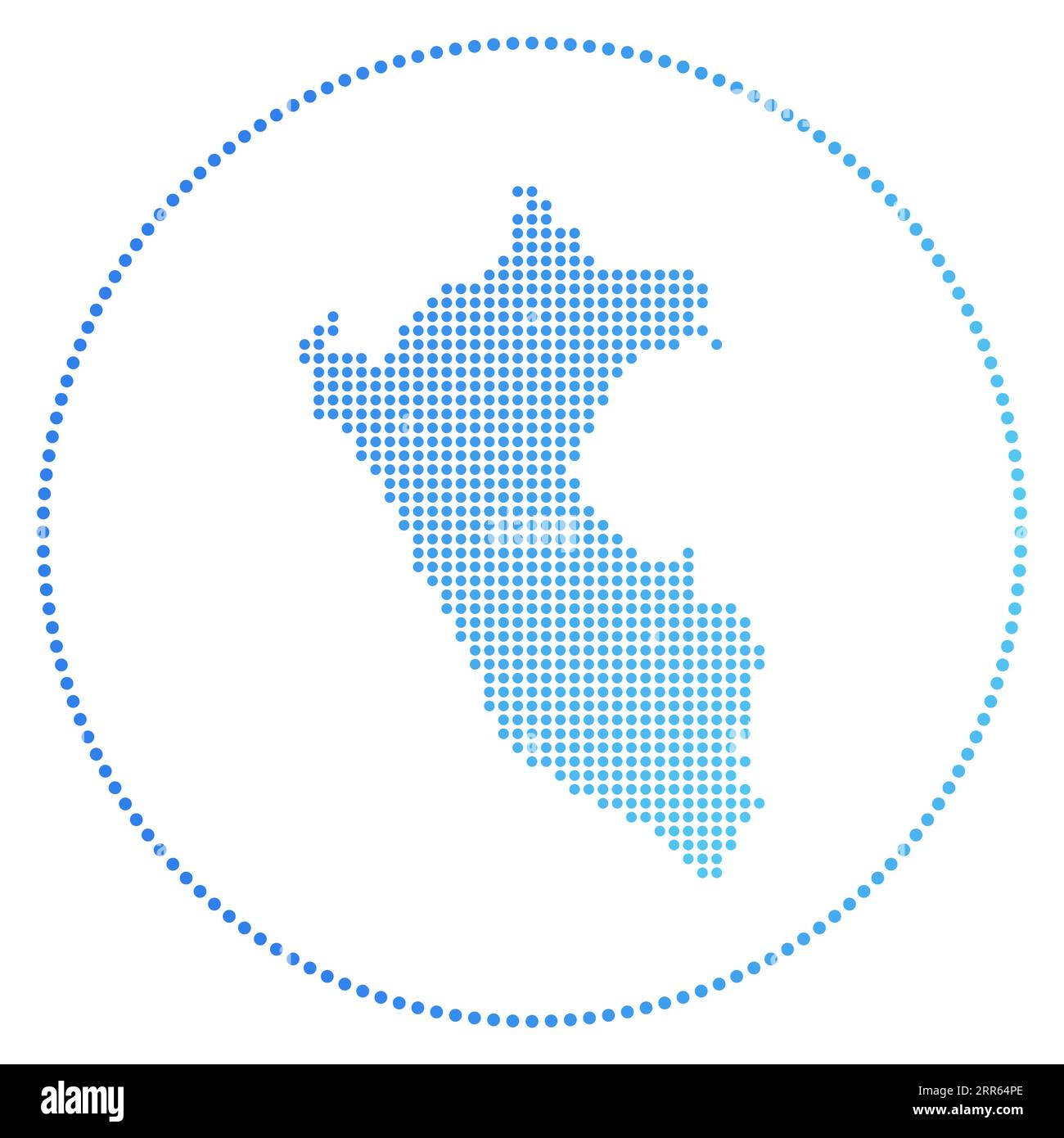 Peru digital badge. Dotted style map of Peru in a circle. Tech icon of ...