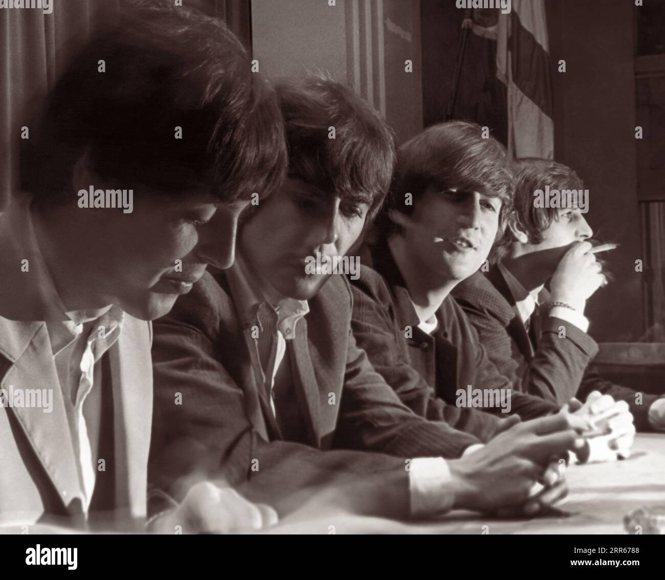 The Beatles at a press conference held at the George Washington Hotel ...