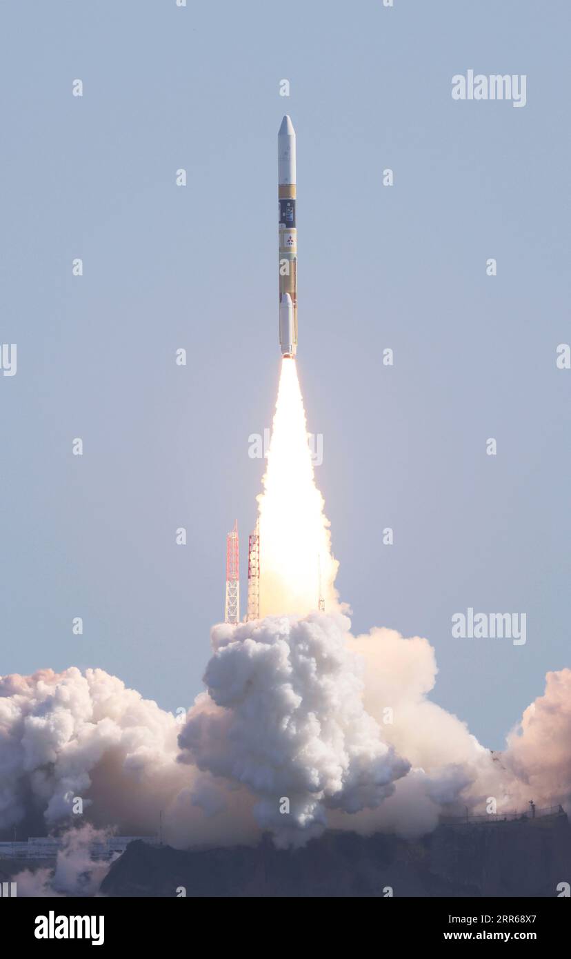 The H-2A rocket launches at Tanagashima Space Center in Minamitane Town ...