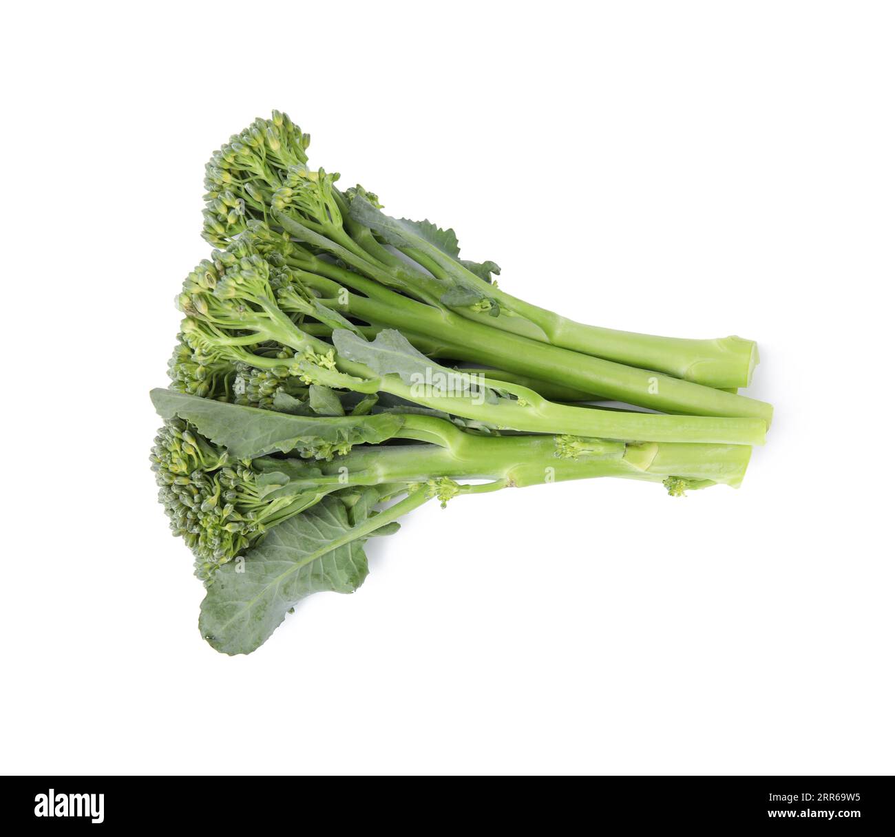 Fresh raw broccolini isolated on white, top view. Healthy food Stock ...