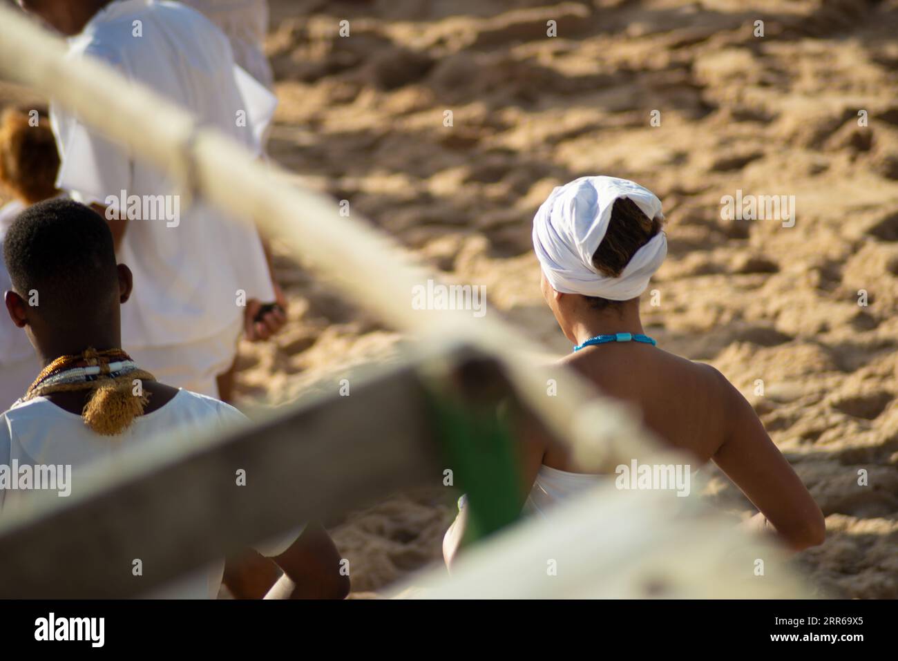 Salvador, Bahia, Brazil - December 12, 2021: members of the Candomble ...