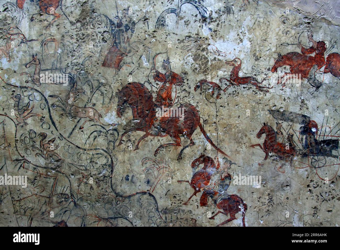 Chinese ancient mural painting in a museum, closeup of photo Stock ...