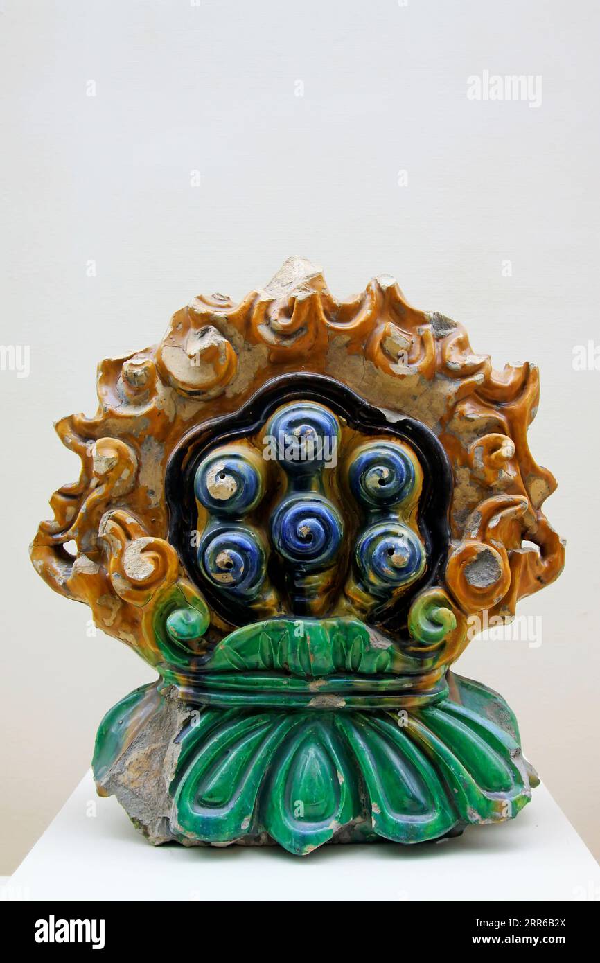 ancient Chinese glazed building components, closeup of photo Stock ...