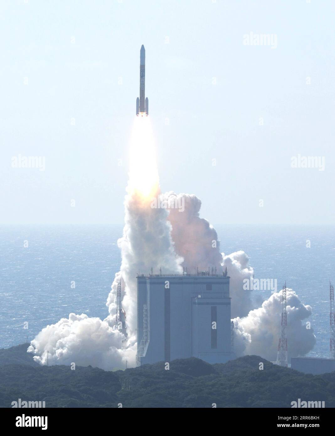 The H-2A rocket launches at Tanagashima Space Center in Minamitane Town ...