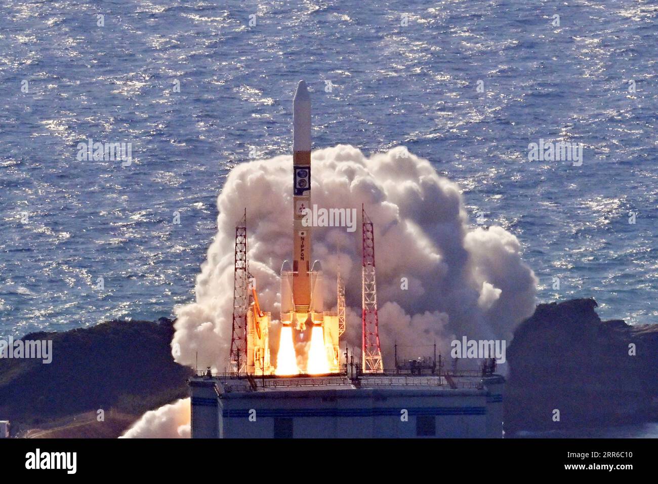 The H-2A rocket launches at Tanagashima Space Center in Minamitane Town ...