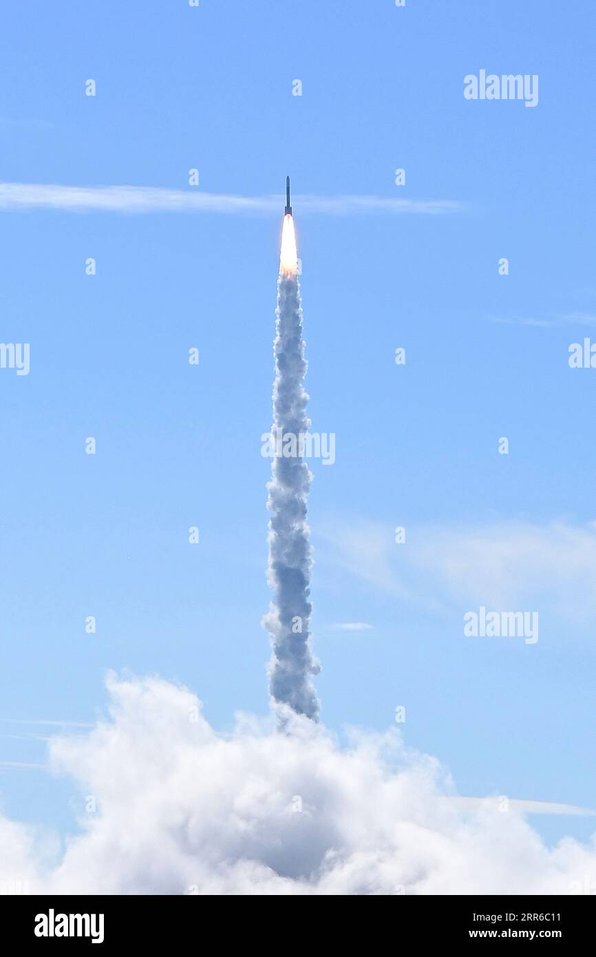 The H-2A rocket launches at Tanagashima Space Center in Minamitane Town ...