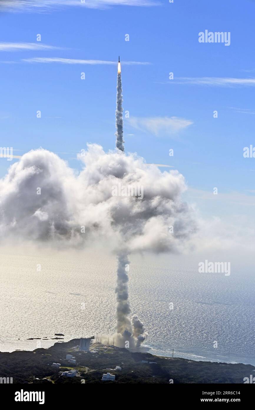 The H-2A rocket launches at Tanagashima Space Center in Minamitane Town ...