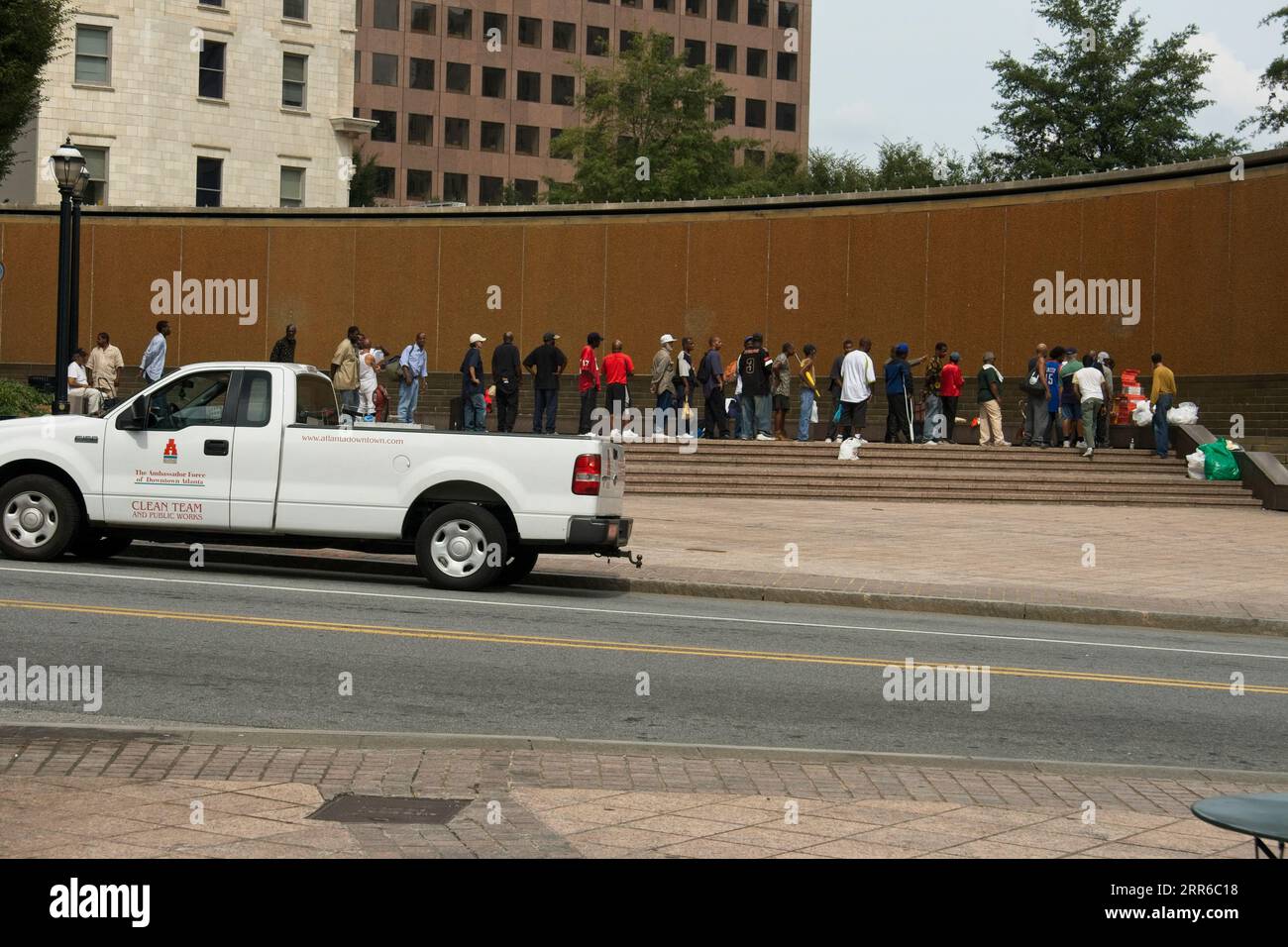 Homeless Peple lining up for food Atlanta Georgia Stock Photo - Alamy