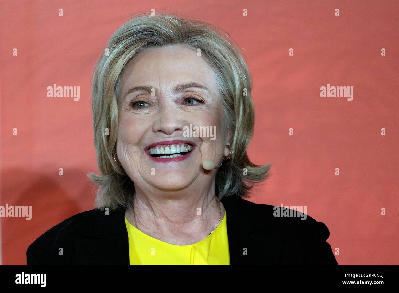 FILE - Former Secretary of State Hillary Clinton talks during the ...