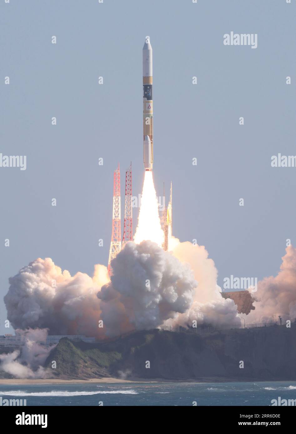 The H-2A rocket launches at Tanagashima Space Center in Minamitane Town ...